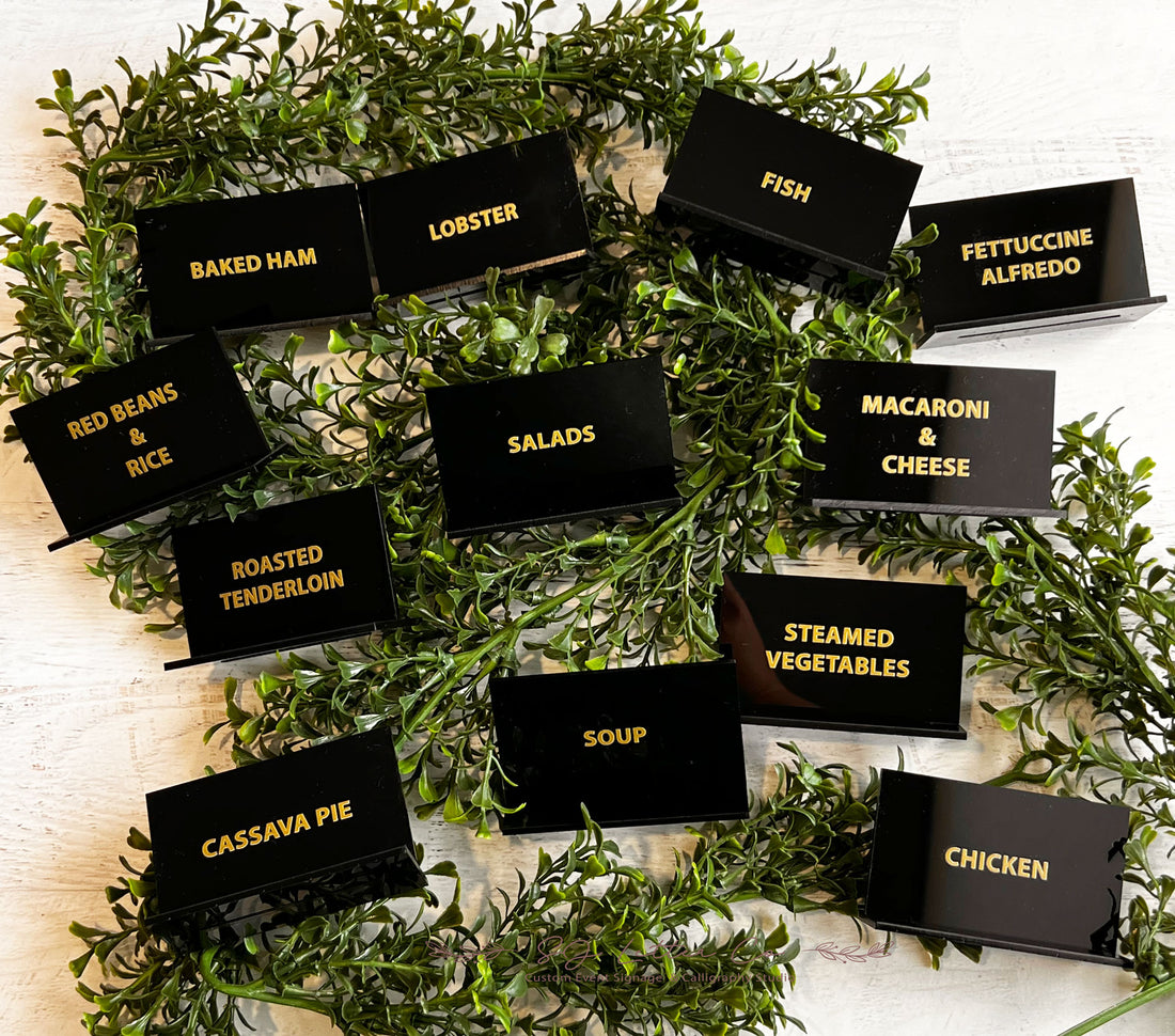 Buffet Food Acrylic Sign / Food Label Signs / Wedding Buffet Name Sign ...