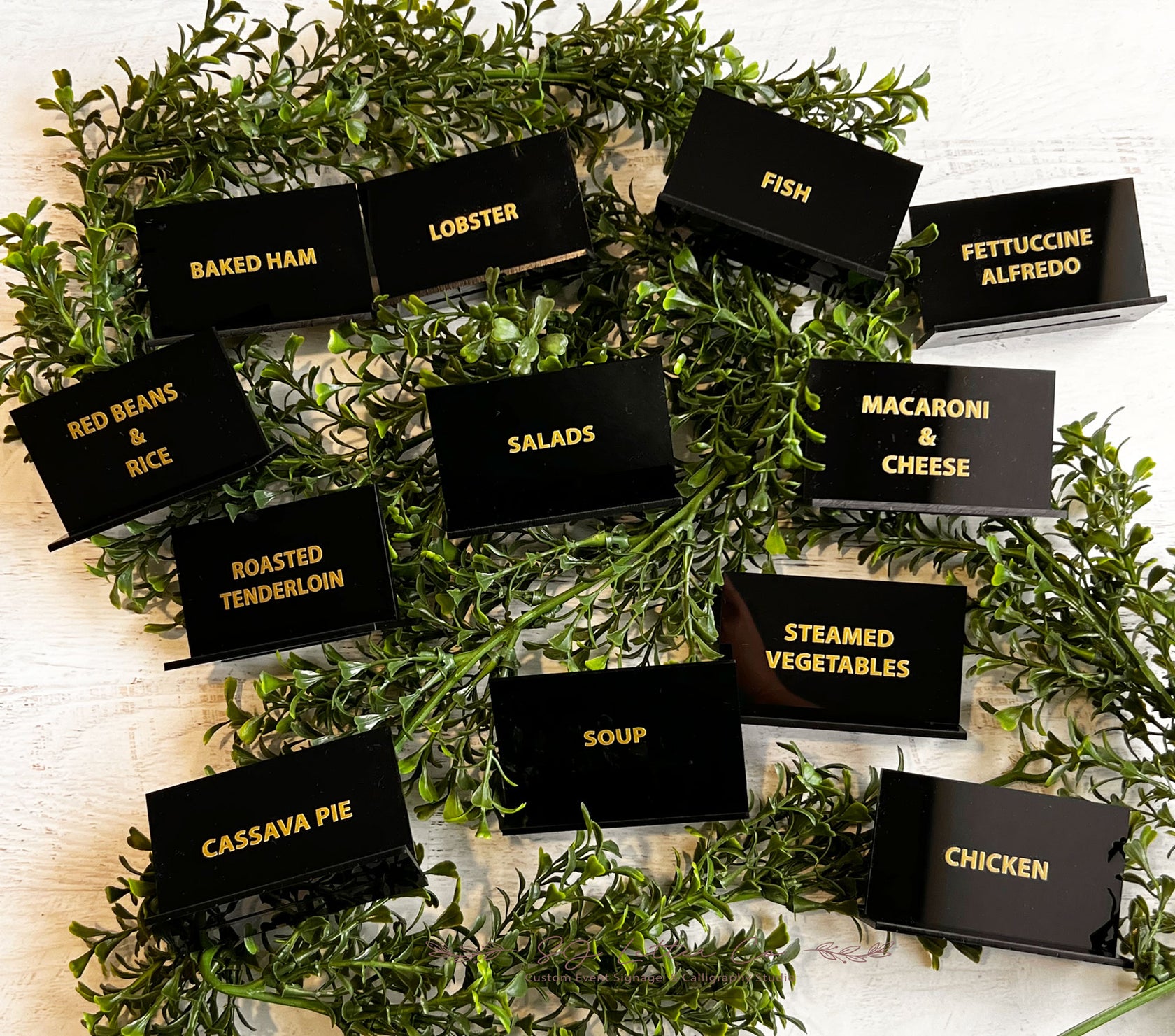 Buffet Food Acrylic Sign / Food Label Signs / Wedding Buffet Name Sign ...