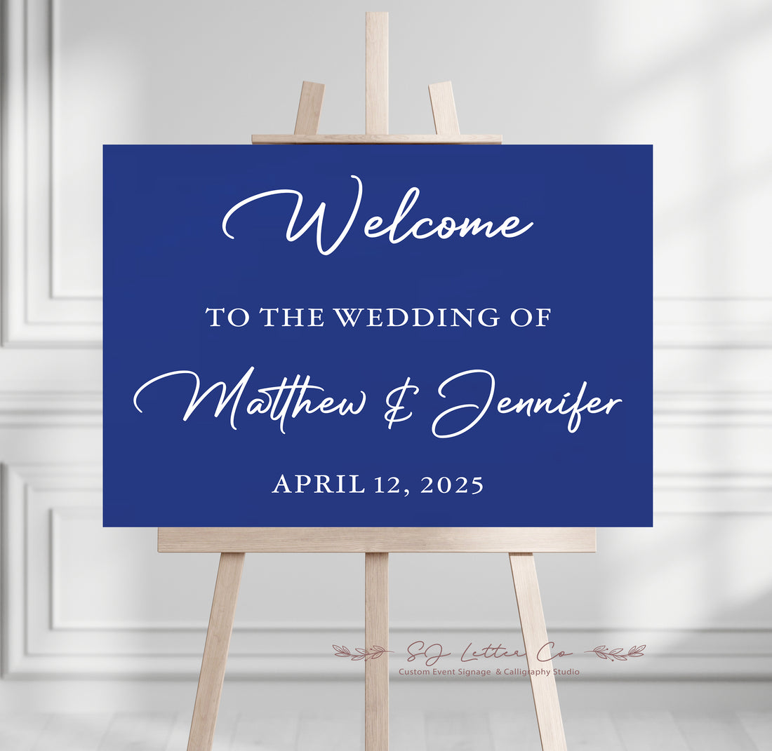 Solid Navy Blue Acrylic Wedding Welcome Sign | Modern Chic Wedding Wel ...