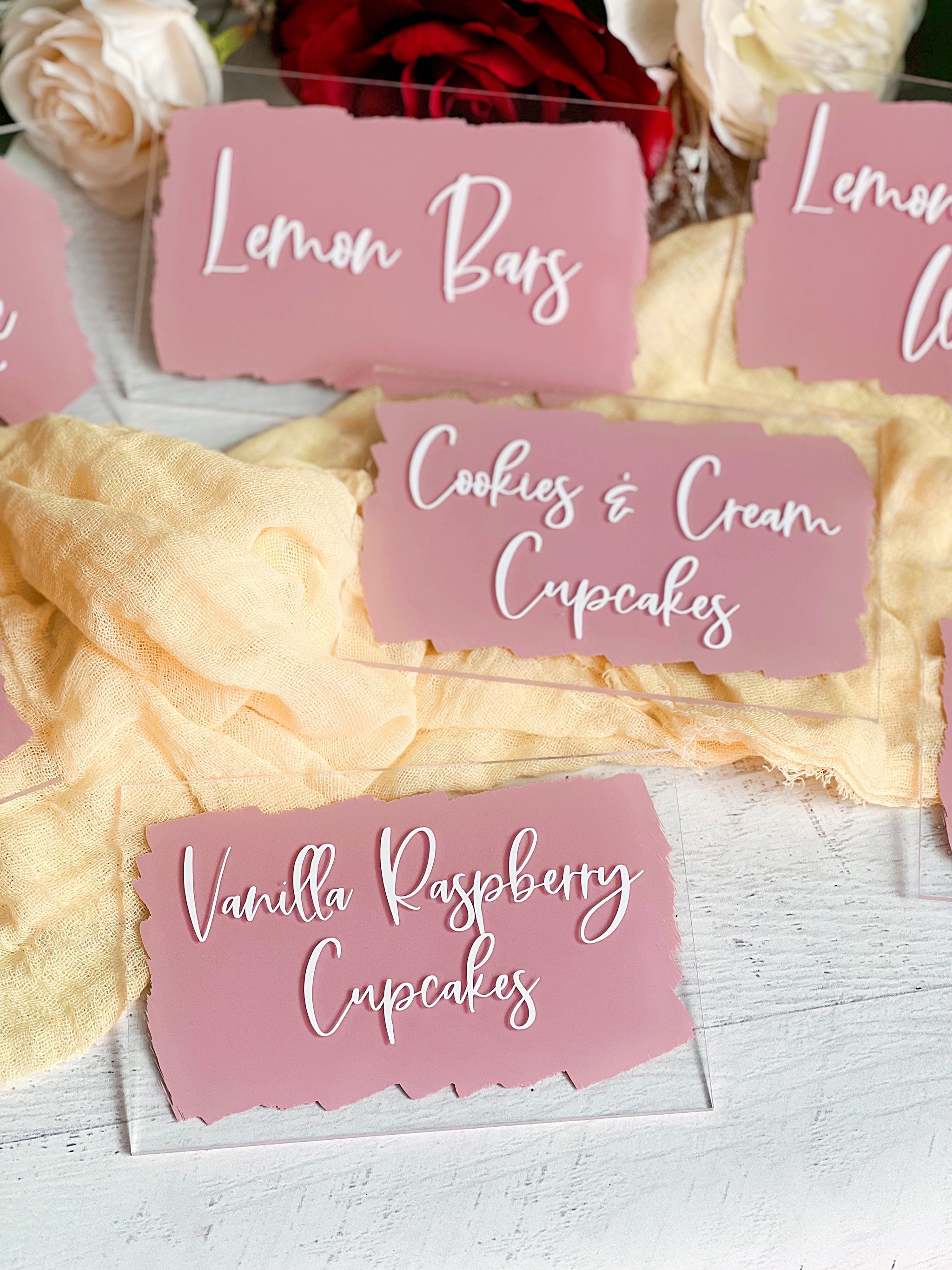 Custom Small Acrylic Table Sign | Buffet Food Table Sign | Painted Bac ...