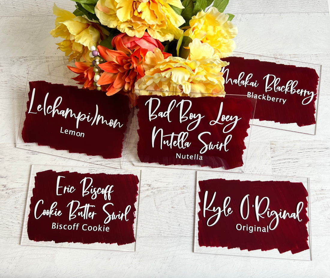 Custom Small Acrylic Table Sign | Buffet Food Table Sign | Painted Bac ...