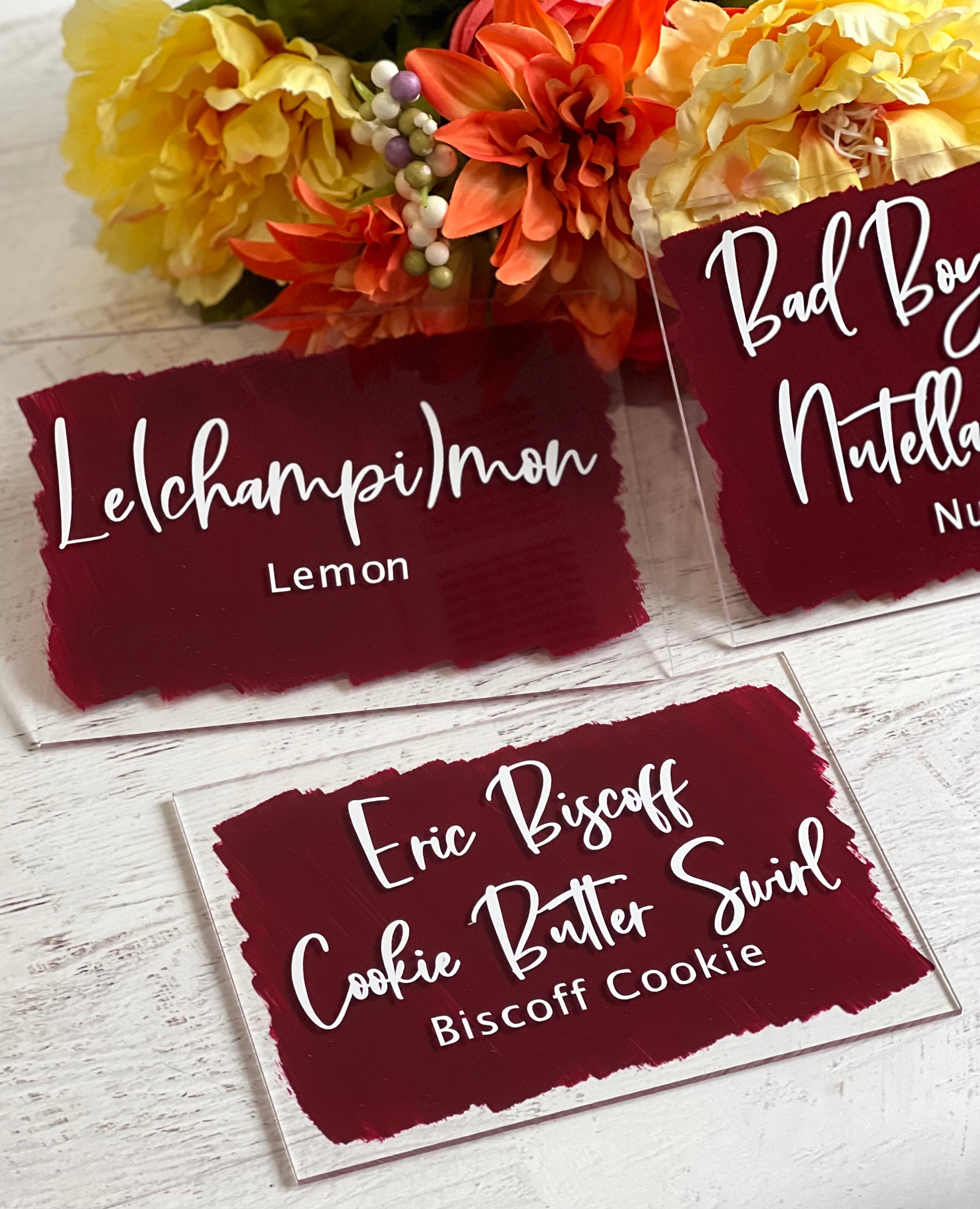 Custom Small Acrylic Table Sign | Buffet Food Table Sign | Painted Bac ...