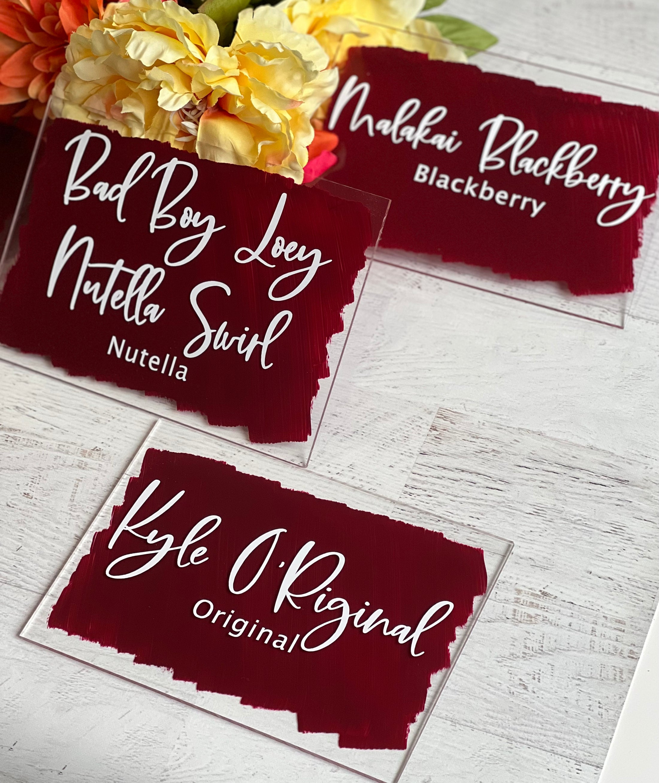 Custom Small Acrylic Table Sign | Buffet Food Table Sign | Painted Bac ...