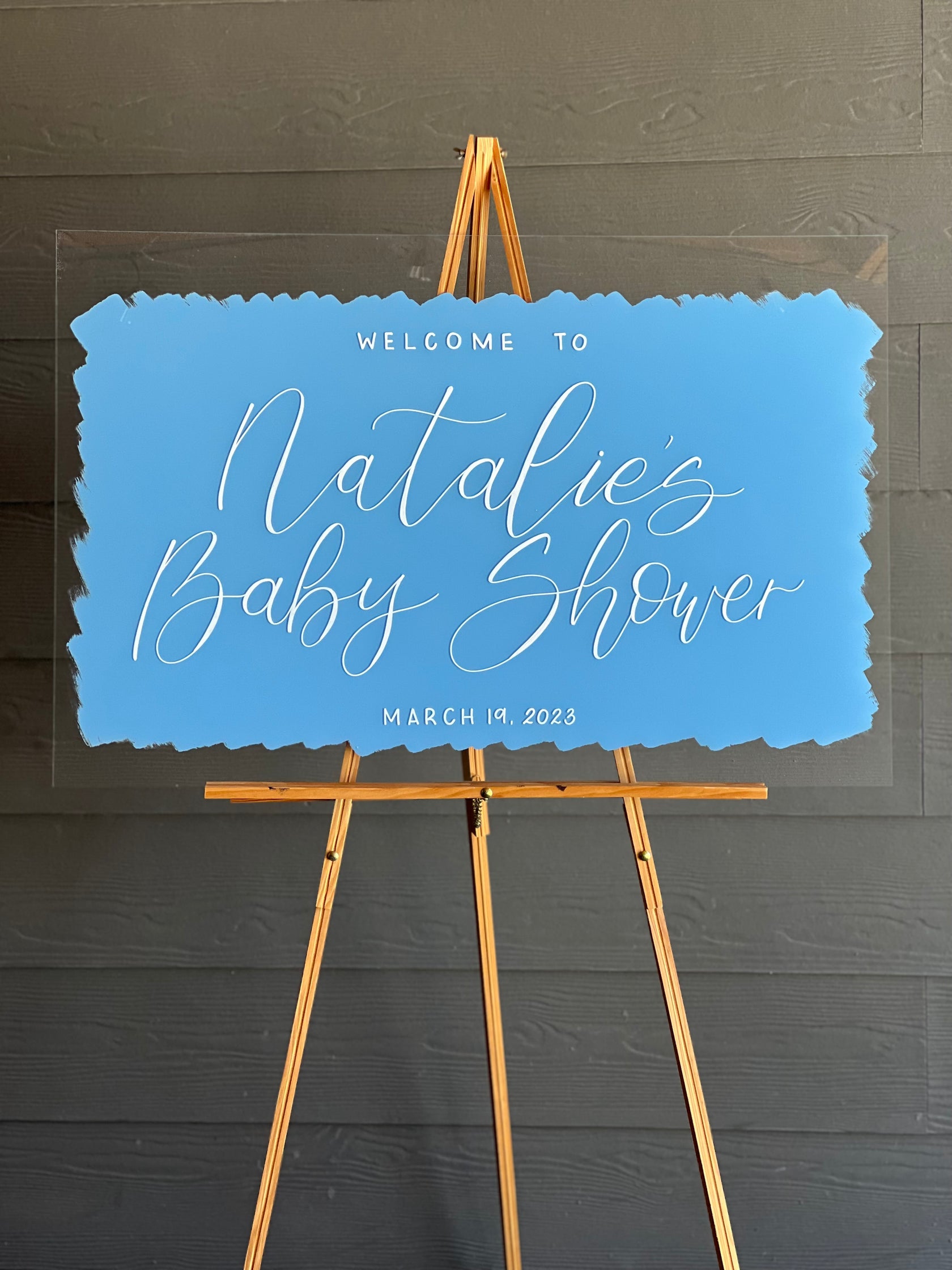 Acrylic Baby Shower Welcome Sign Painted Back | Acrylic Welcome Sign ...