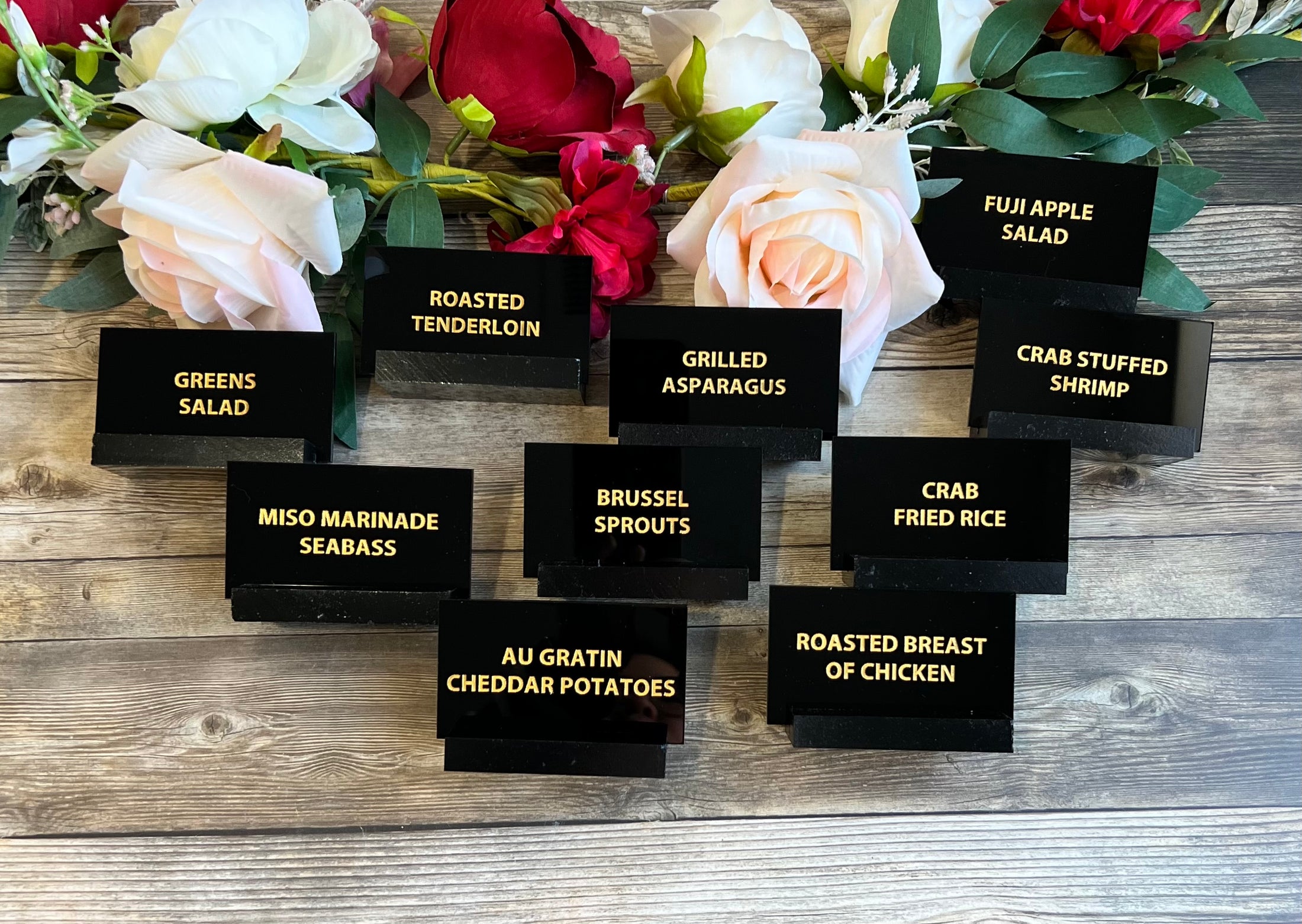 Buffet Food Acrylic Sign / Food Label Signs / Wedding Buffet Name Sign ...